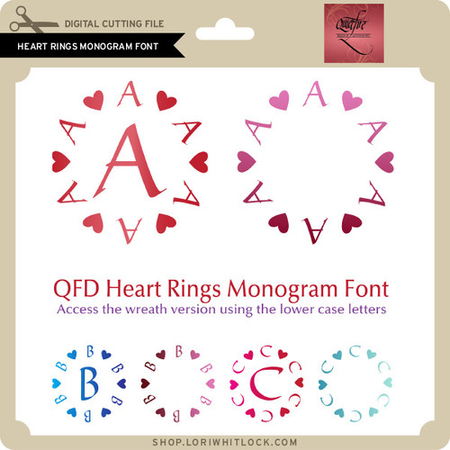 Heart Rings Monogram - Lori Whitlock's SVG Shop