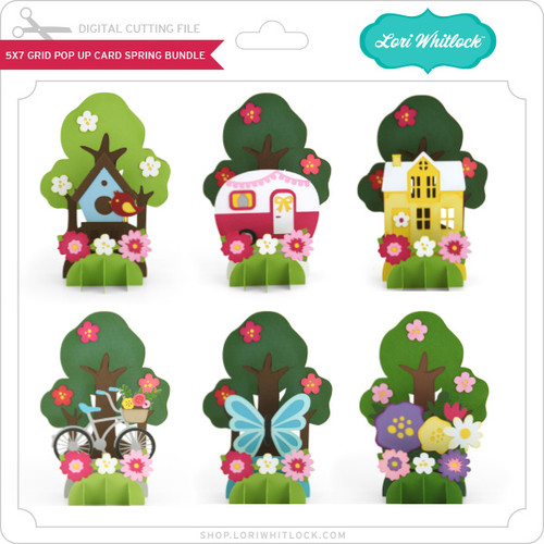 5x7 Grid Pop Up Card Spring Bundle - Lori Whitlock's SVG Shop