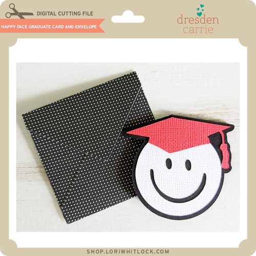 Happy Face Graduate Card and Envelope - Lori Whitlock's SVG Shop