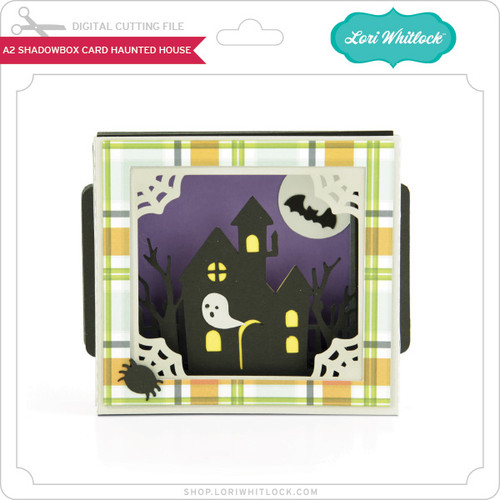 A2 Shadow Box Card Haunted House - Lori Whitlock's SVG Shop