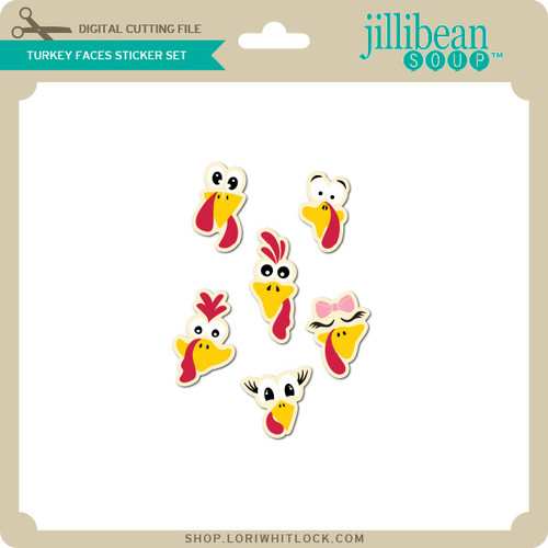 Turkey Faces Sticker Set - Lori Whitlock's SVG Shop
