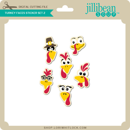 Turkey Faces Sticker Set 2 - Lori Whitlock's SVG Shop