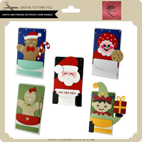 Santa and Friends 3D Pocket Card Bundle - Lori Whitlock's SVG Shop
