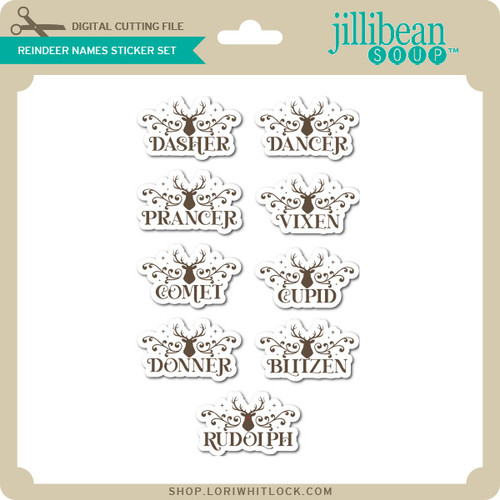 Reindeer Names Sticker Set - Lori Whitlock's SVG Shop