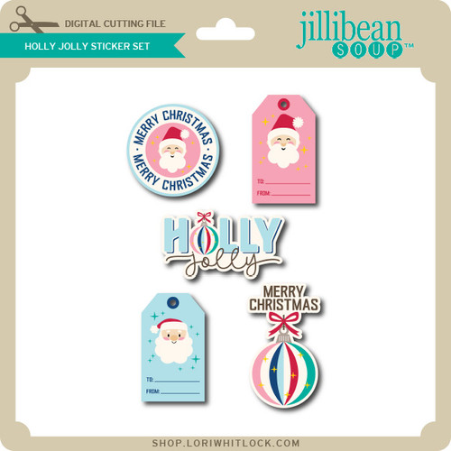Holly Jolly Sticker Set - Lori Whitlock's SVG Shop