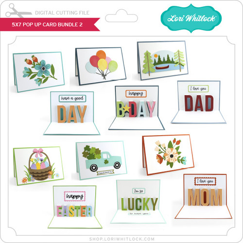 5X7 Pop Up Card Bundle 2 - Lori Whitlock's SVG Shop