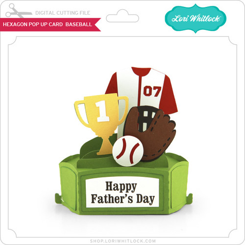 Hexagon Pop Up Card Baseball - Lori Whitlock's SVG Shop