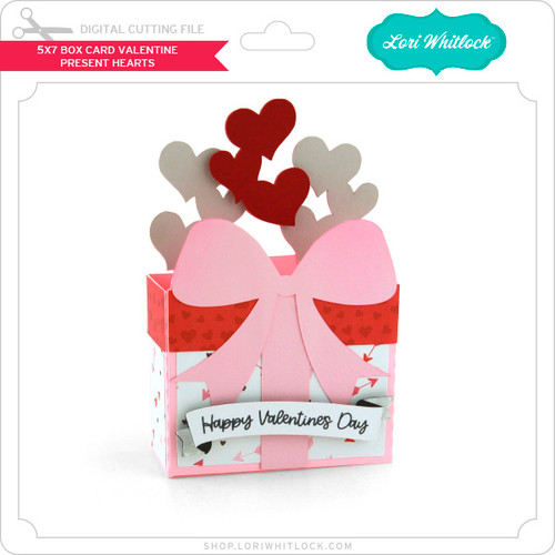 5x7 Box Card Valentine Present Hearts - Lori Whitlock's SVG Shop