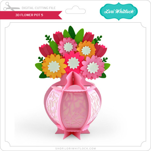 3D Flower Pot 5 - Lori Whitlock's SVG Shop