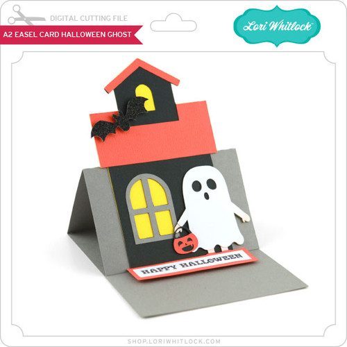 A2 Easel Card Halloween Haunted House Ghost - Lori Whitlock's SVG Shop