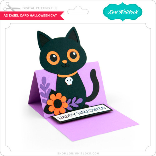A2 Easel Card Halloween Cat - Lori Whitlock's SVG Shop