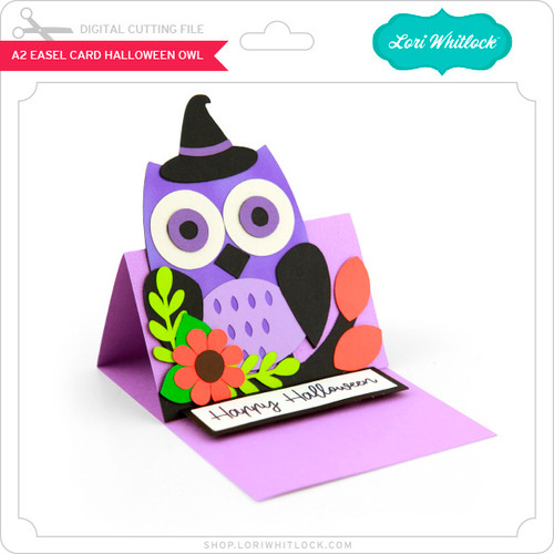 A2 Easel Card Halloween Owl - Lori Whitlock's SVG Shop