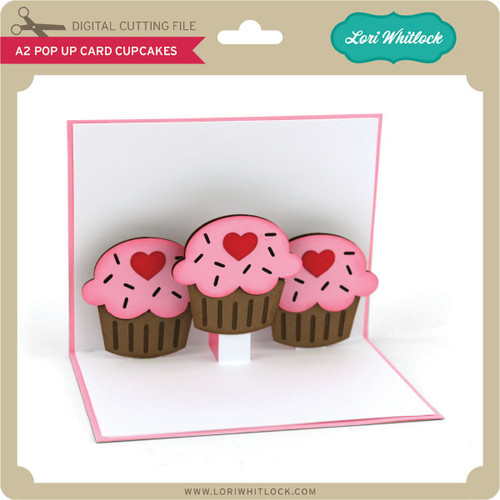 A2 Pop Up Card Cupcakes - Lori Whitlock's SVG Shop