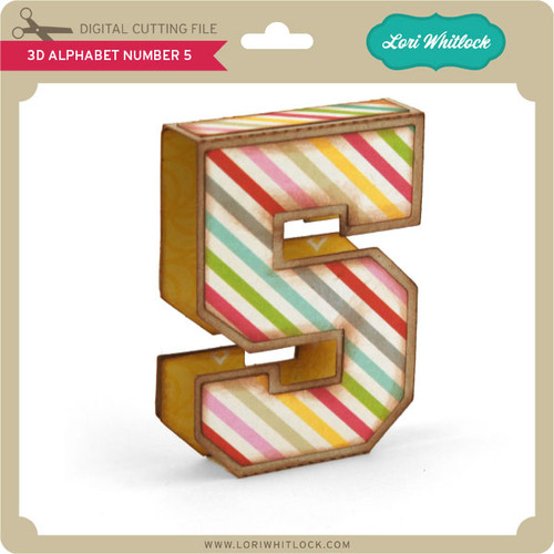 3D Alphabet Number 5 - Lori Whitlock's SVG Shop