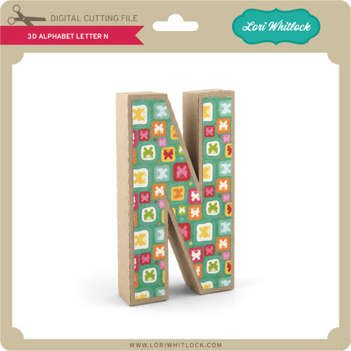 3-D Alphabet Letter N - Lori Whitlock's SVG Shop
