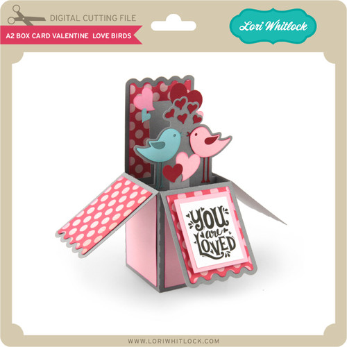 A2 Box Card Valentine Love Birds - Lori Whitlock's SVG Shop