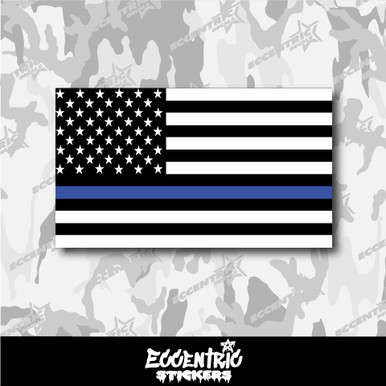 Police Support Thin Blue Line Flag Vinyl Sticker - Eccentric Stickers