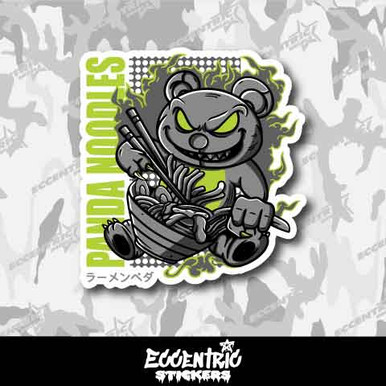 Evil Panda With Ramen Noodle Vinyl Sticker - Eccentric Stickers