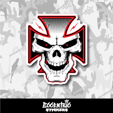 Skull and Iron Cross Vinyl Sticker - Eccentric Stickers