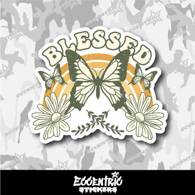 Blessed Retro Butterfly Vinyl Sticker - Eccentric Stickers