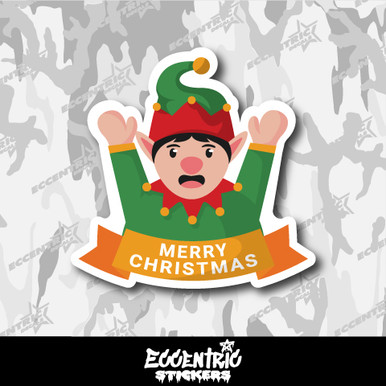 Merry Christmas Elf Vinyl Sticker - Eccentric Stickers