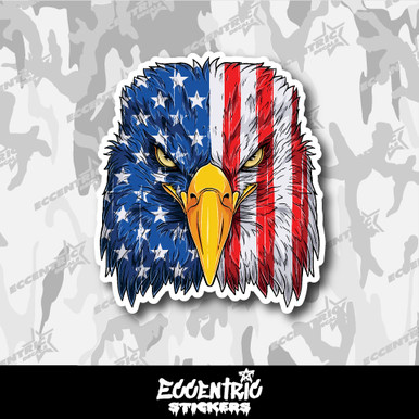 US Patriot Angry Bald Eagle Vinyl Sticker - Eccentric Stickers