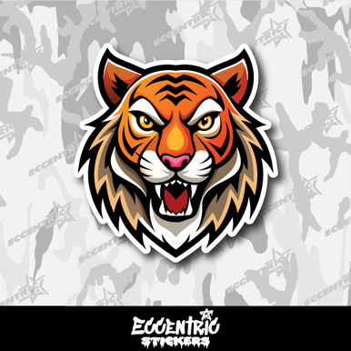 Head of Angry Tiger Vinyl Sticker - Eccentric Stickers
