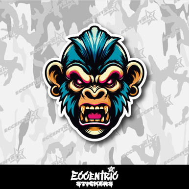 Angry Blue Ape Vinyl Sticker - Eccentric Stickers