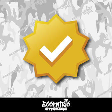 Gold Checkmark Verification Badge Vinyl Sticker - Eccentric Stickers