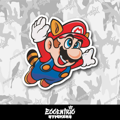Raccoon Mario Vinyl Sticker - Eccentric Stickers