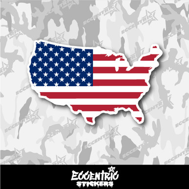 Flag Map of the United States Vinyl Sticker - Eccentric Stickers