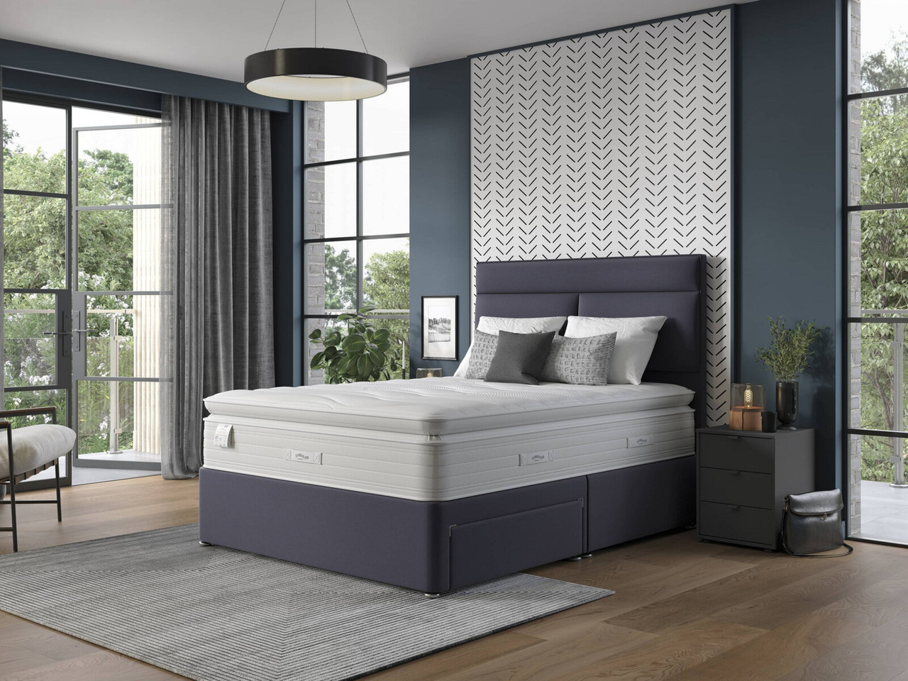 Slumberland Air 9 0 Memory Divan Bed Set King Ink Blue