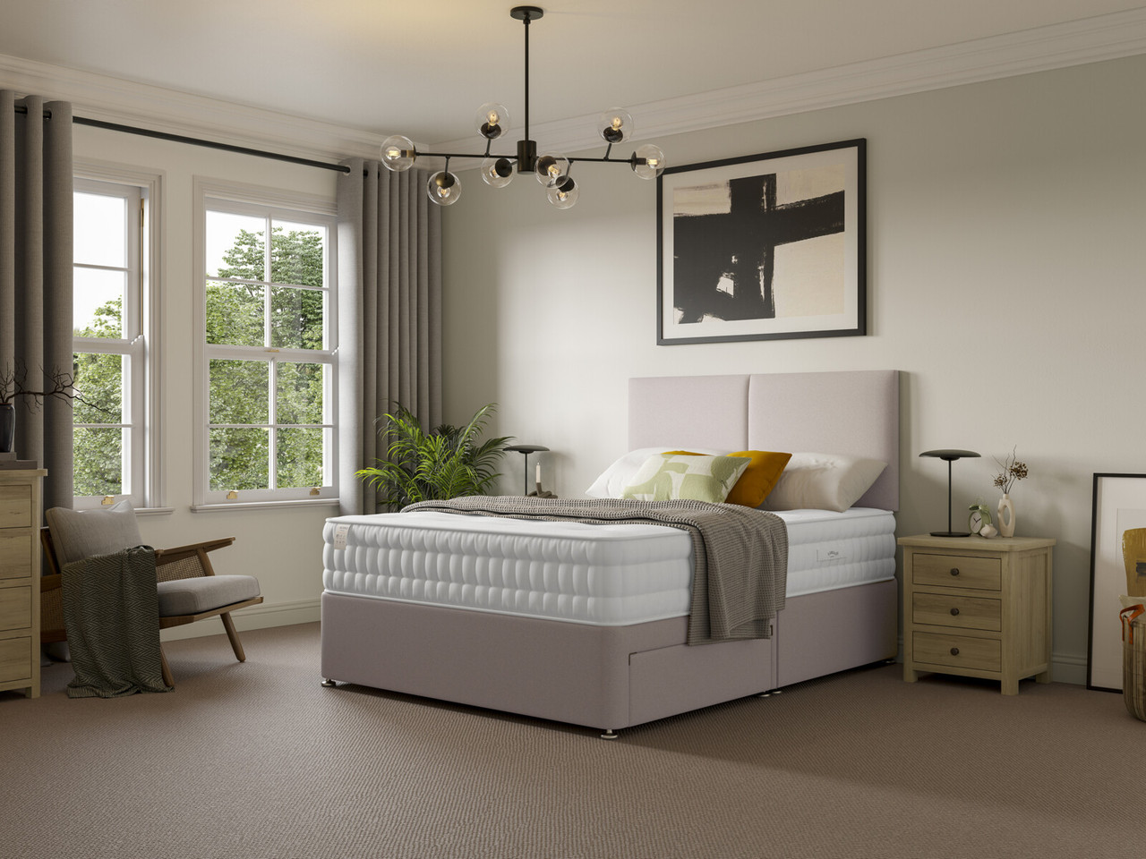 Slumberland Naturals Plant Based Luxe Divan Bed Set Double Linen Beige