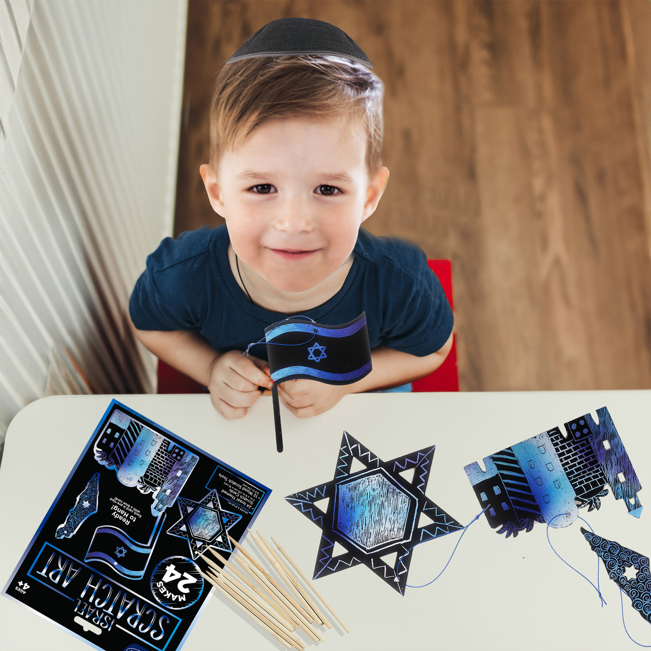 “Israel” Scratch Art Set | 24 Vibrant Arts & Crafts for Kids