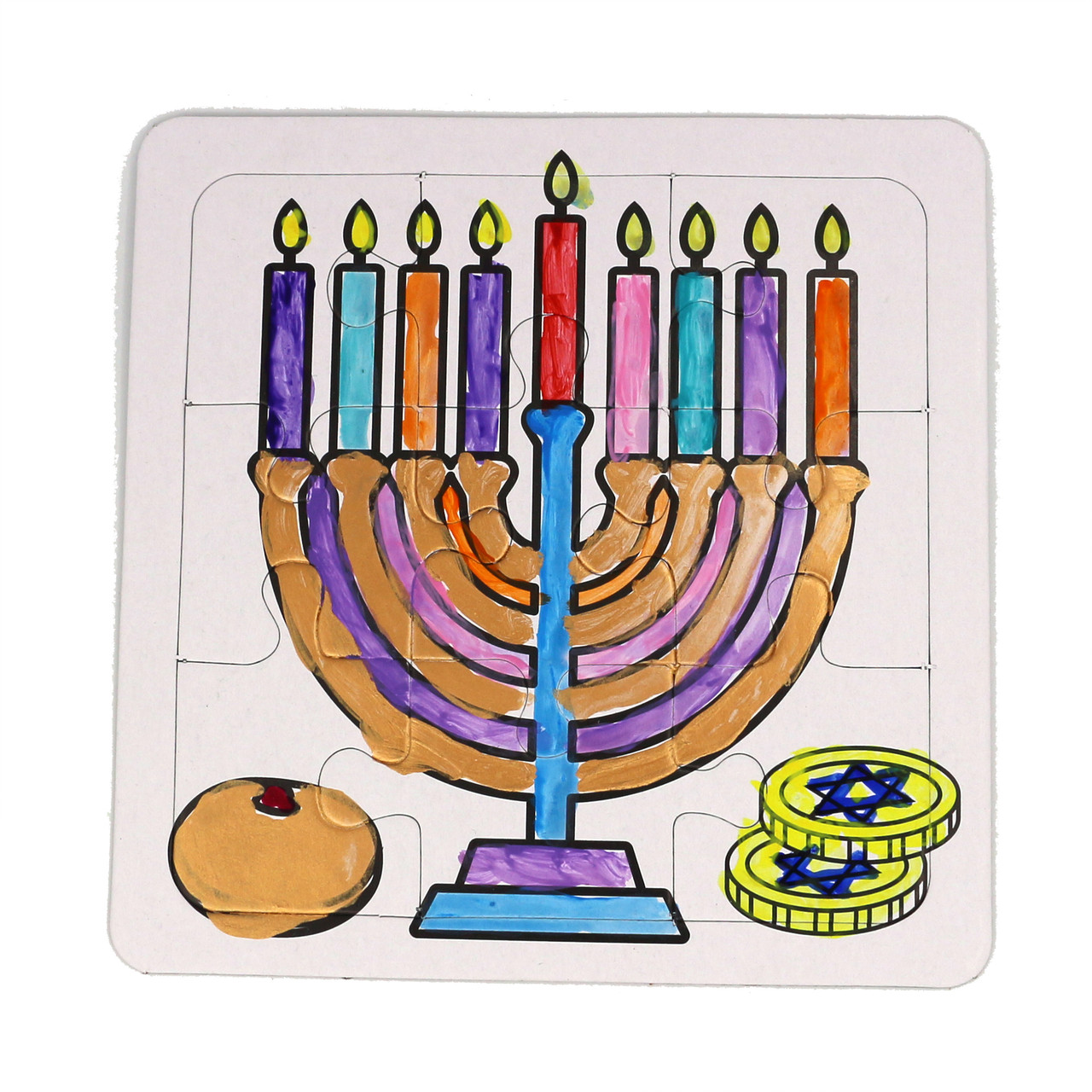 Chanukah Smiley Menorah Inlay Puzzle for Decoration (12) | at the ...