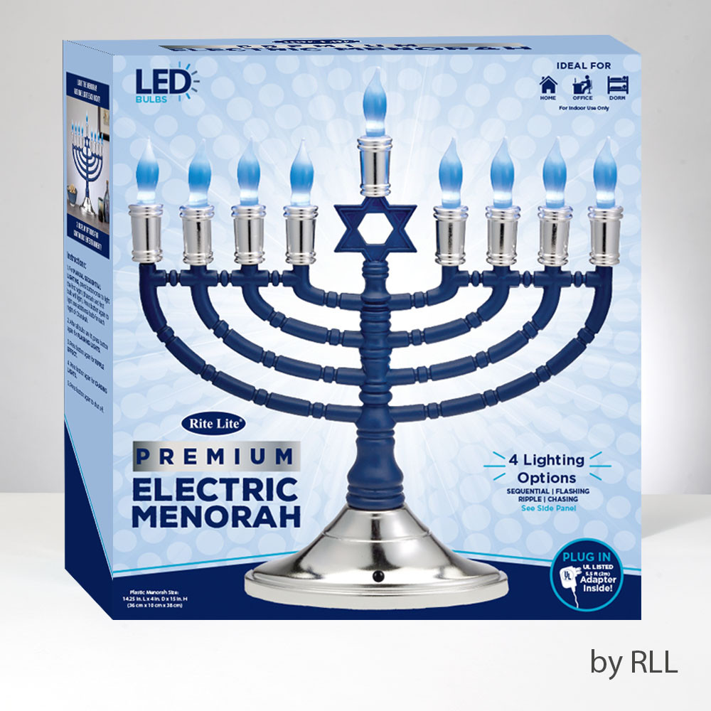 LED Premium Blue/Silver Electric Menorah | Hanukkah Menorahs | Great ...
