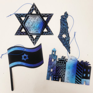“Israel” Scratch Art Set | 24 Vibrant Arts & Crafts for Kids