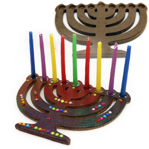 DIY Flat Menorah Shaped Menorah for Decoration | Hanukkah Arts and ...