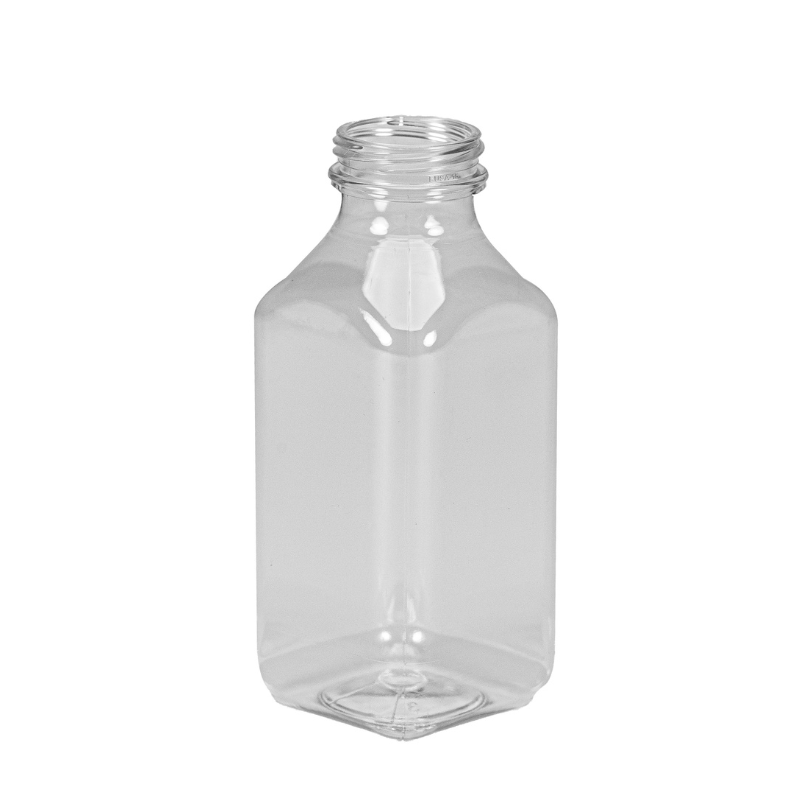12 oz Square PET Beverage Bottle with DBJ Neck
