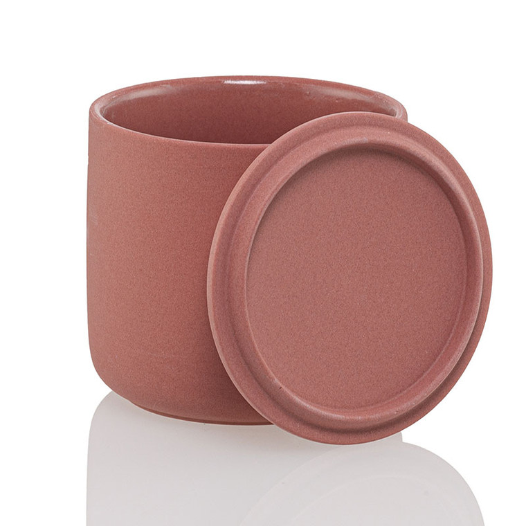 13.5 oz Rose Pink Jar Store Ceramic Candle Jar with Lid | 16 Pack