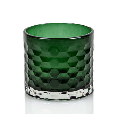 6044 - 18 oz Green Libbey 3 Wick Hexagon Pattern Jar | 12 Pack