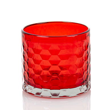 6044 - 18 oz Red Libbey 3 Wick Hexagon Pattern Jar | 12 Pack