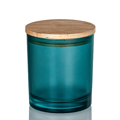 Arctic Blue Colored Candle Jar - 14.5 oz with Bamboo Lid | 12 Pack