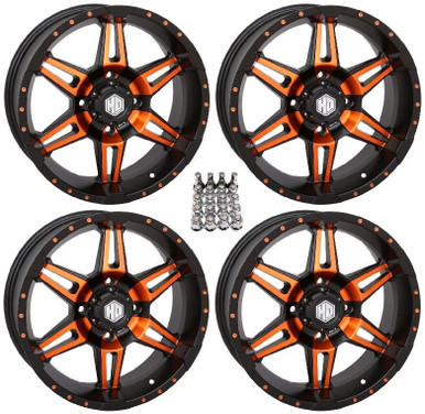 Polaris RZR Hd7 Atv Orange/Black 18" Wheels/Rims by STI Powersport ...