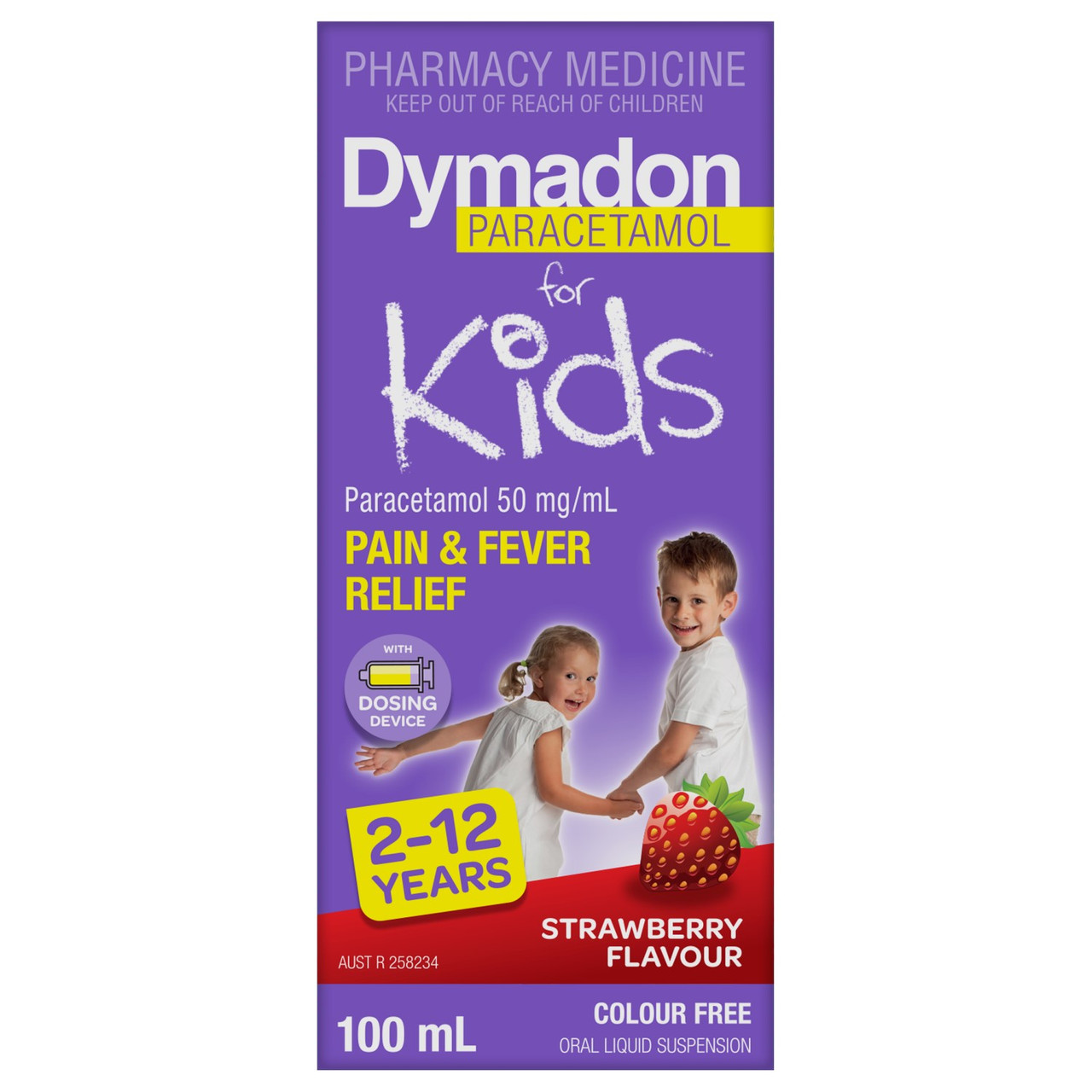 Dymadon Kids Paracetamol 2-12 Years Strawberry 100ml