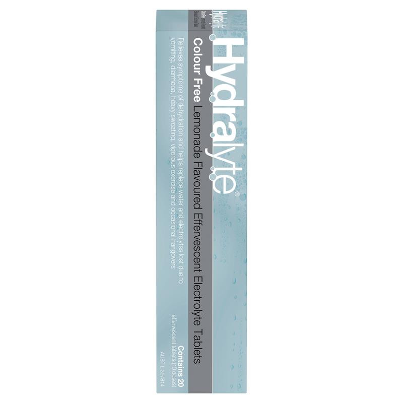 Hydralyte Effervescent Tablets Colour Free Lemonade 20 Pack