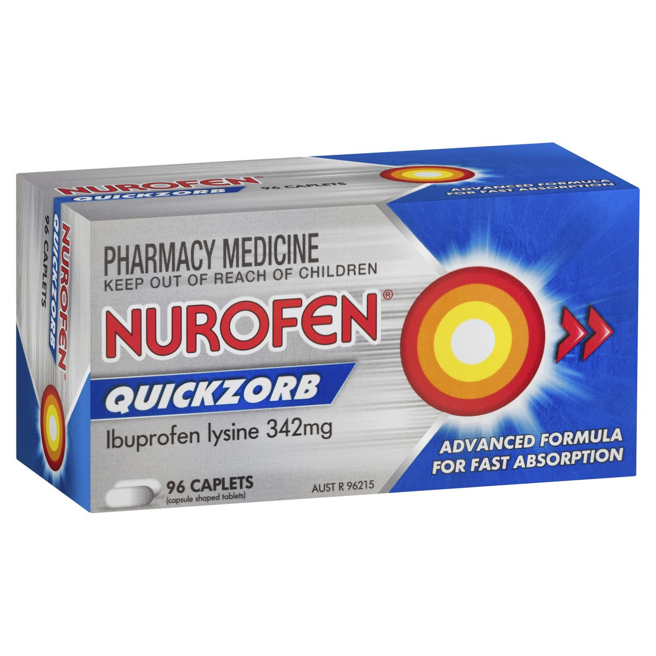 Nurofen Quickzorb 200mg Ibuprofen 96 Caplets - Pharmacy 4 Less