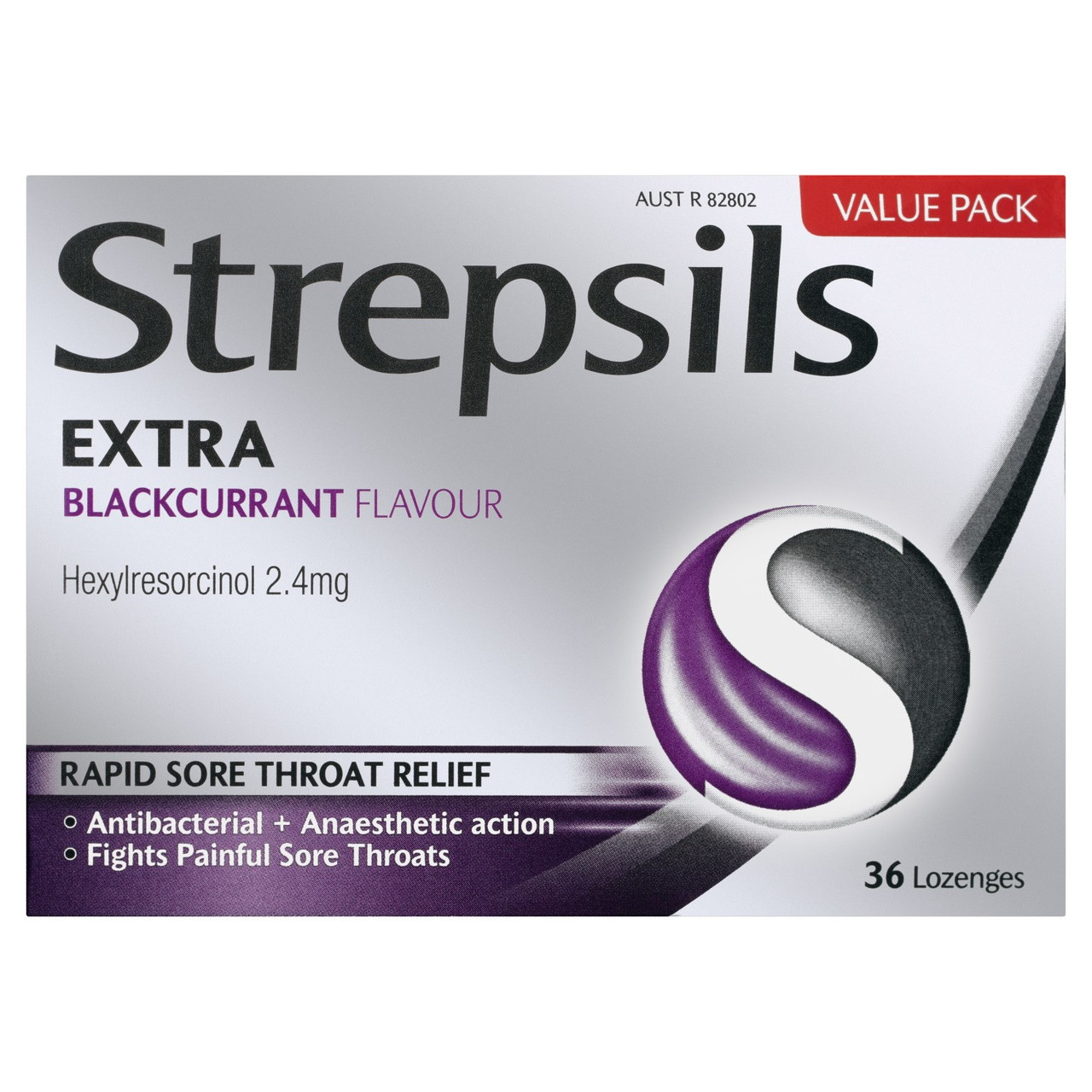 Strepsils Extra Anaesthetic Lozenges Blackcurrant 36 Pack