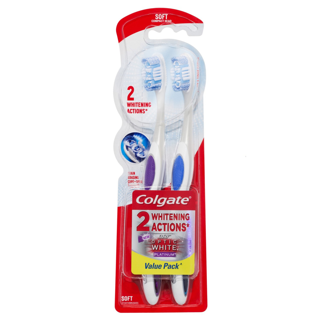 Colgate 360 Optic White Platinum Soft Toothbrush 2 Pack