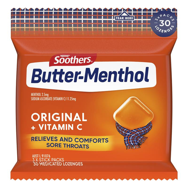 Soothers Butter Menthol Multipack Lozenges 30 Pack